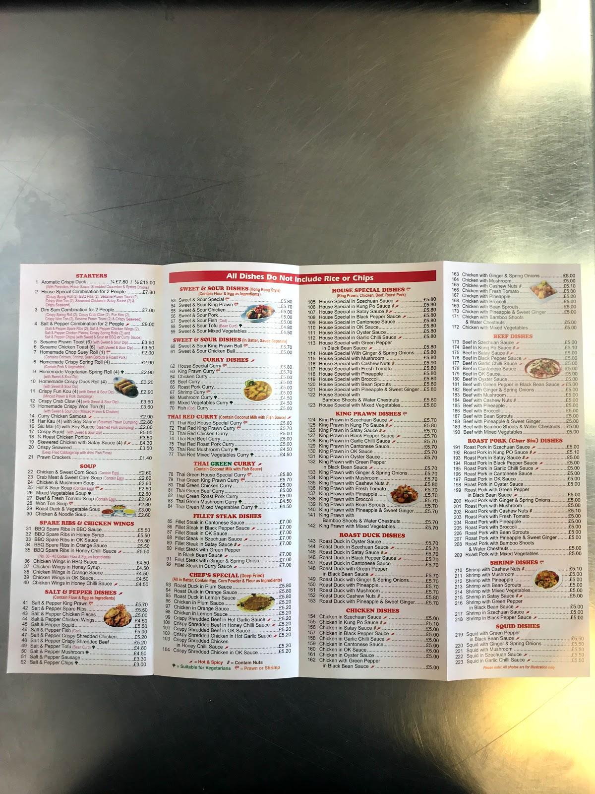 Menu at Fortune house restaurant, Northwich