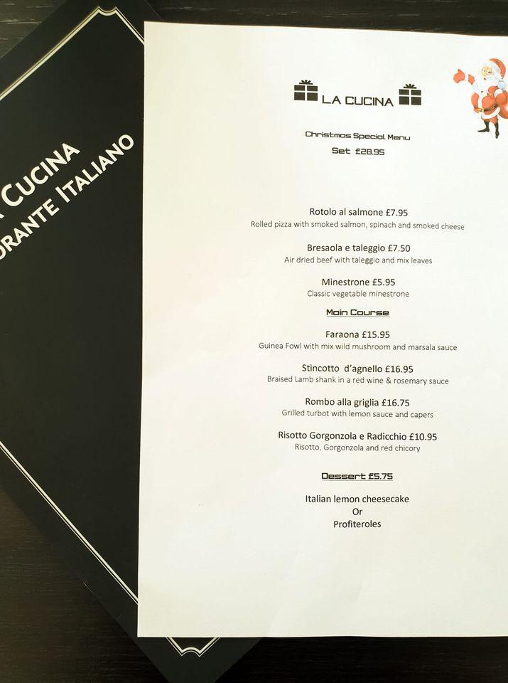 Menu at La Cucina Italian Restaurant, Littlehampton