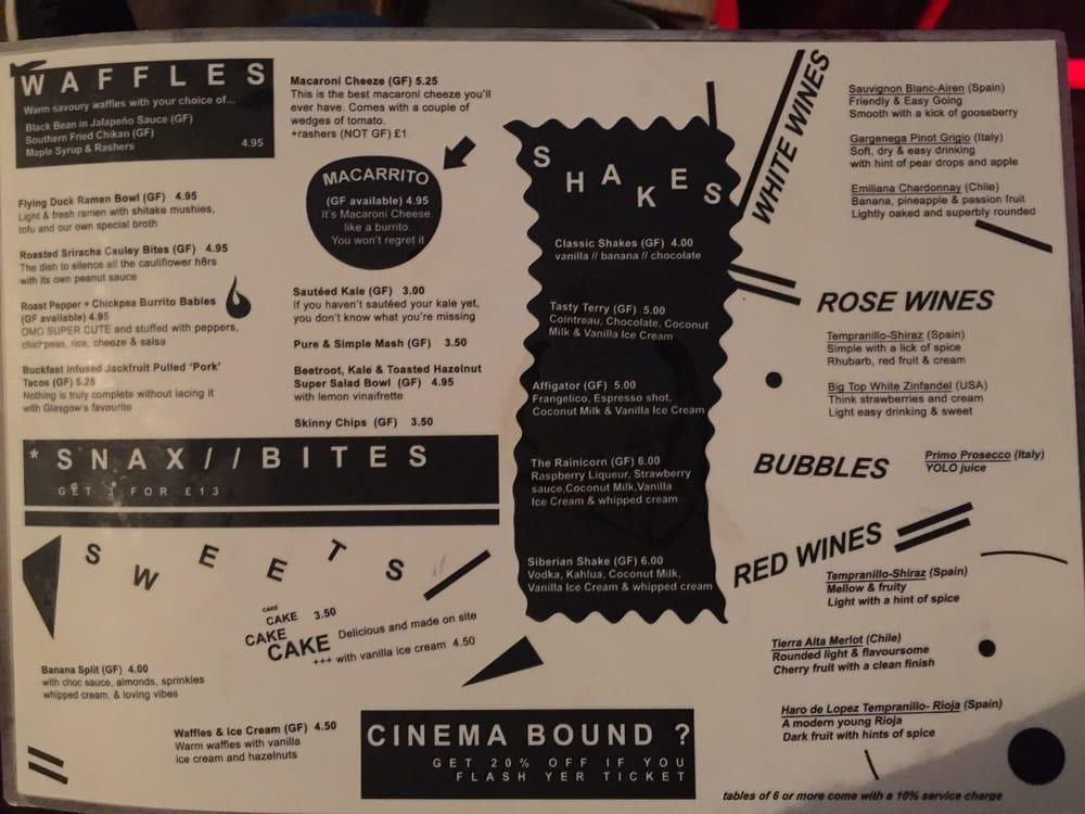 Menu at The Flying Duck pub & bar, Glasgow
