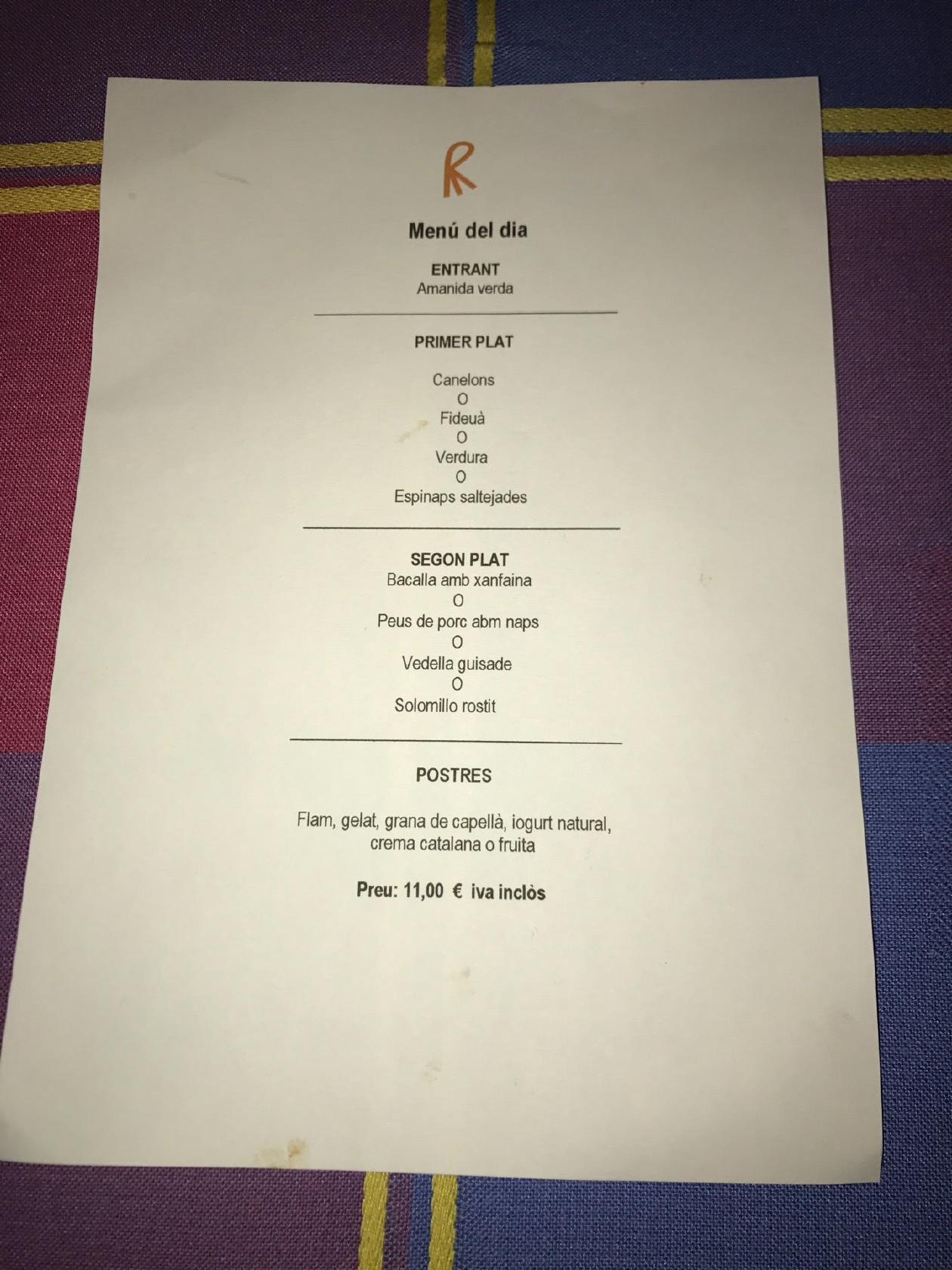 Carta del restaurante Can Roca, Gerona, Ctra. del Taialà