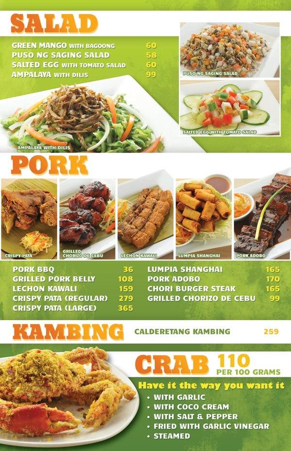Menu at Chika-an Sa Cebu restaurant, Cebu City, 42 Salinas Dr