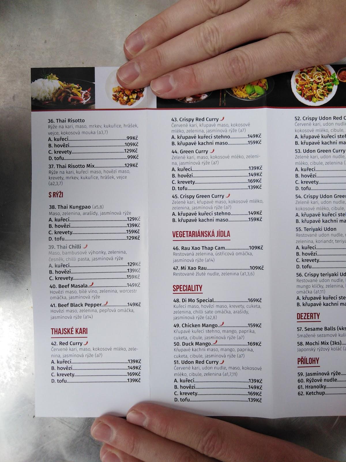 Menu at DIMO Restaurant, Nové Strašecí