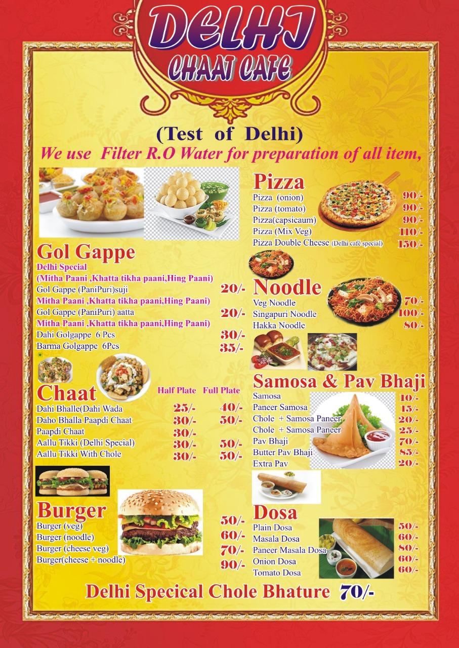 Menu at Delhi Chaat Cafe (Restaurant & Cafe), Vidisha