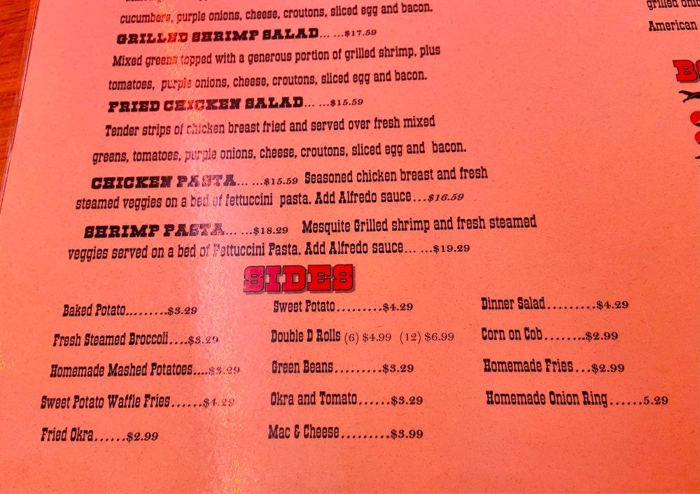 Menu at Double D Steak House steakhouse, DeRidder
