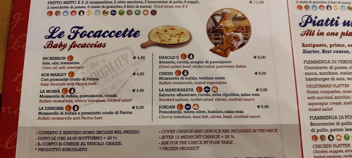 Carta de La Base Ristorante, Roma