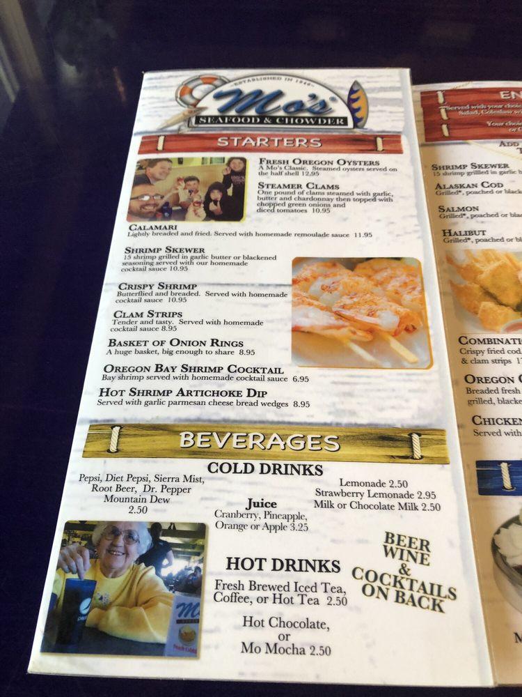 Menu at Mo's Restaurant, Florence