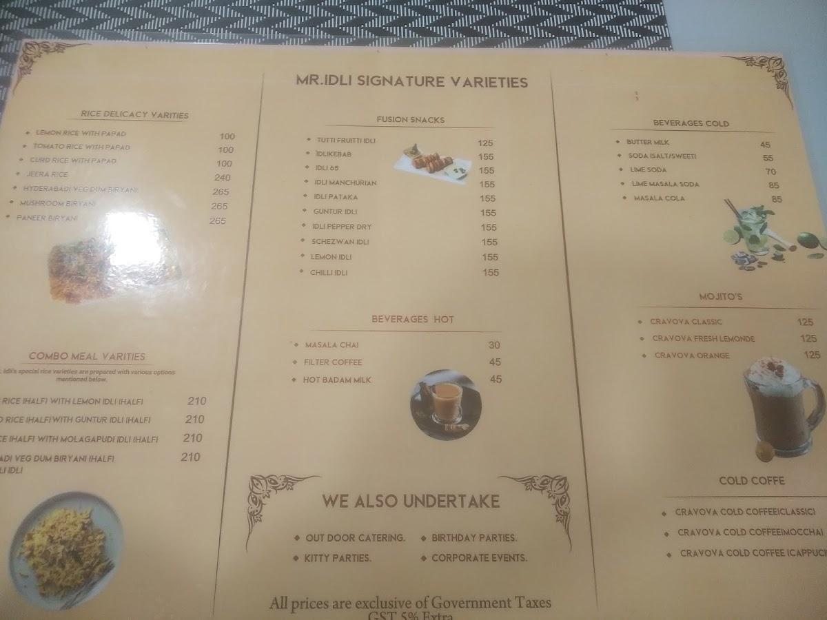 Menu at Mr idli, Jamshedpur