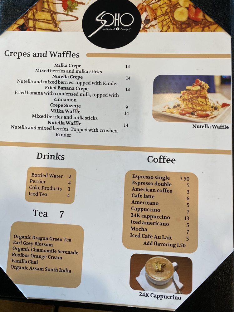 Menu at Soho Restaurant and Lounge, Orlando