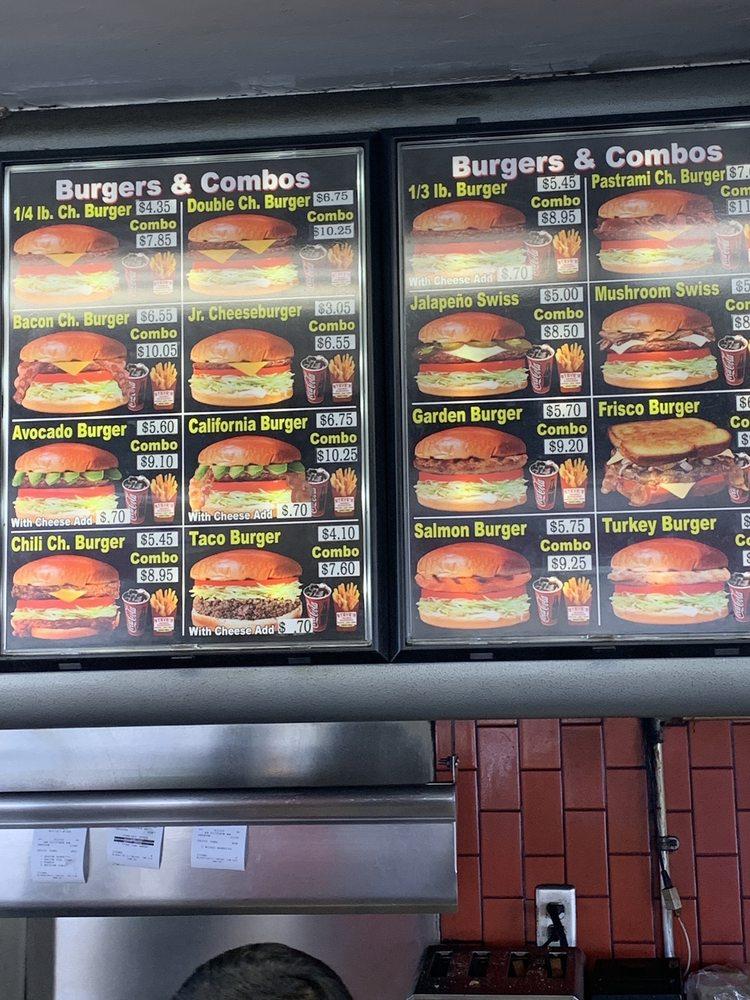 Menu at Steve's Charburger fast food, Torrance, Anza Ave