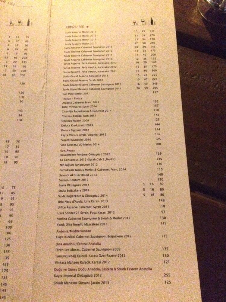 Menu at Suvla Kanyon, Istanbul, Kanyon AVM
