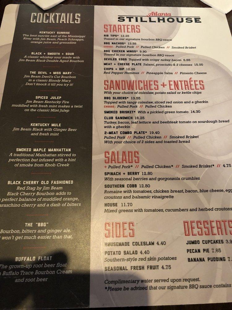 Menu at Atlanta Stillhouse pub & bar, Atlanta, N Terminal Pkwy