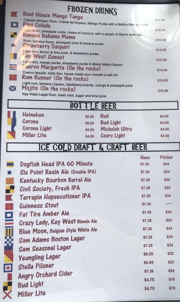 Menu at Boat House Bar & Grill, Key West