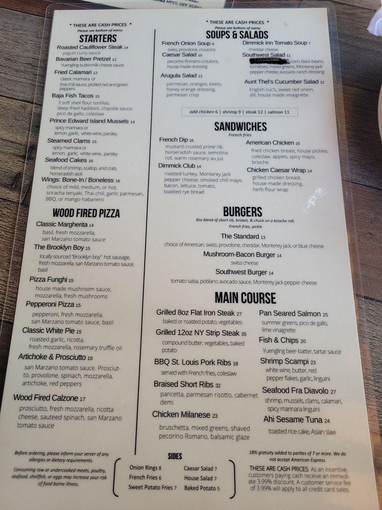 Menu at Historic Dimmick Inn pub & bar, Milford