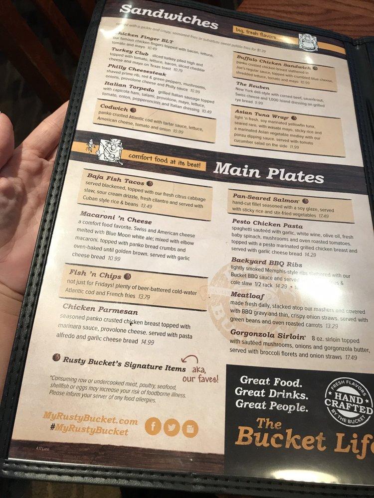 Menu at Rusty Bucket Restaurant and Tavern, Upper Arlington, W Lane Ave