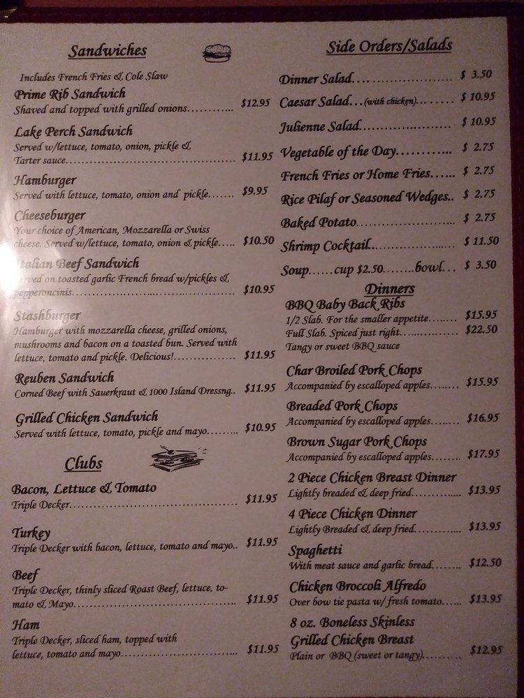 Menu at The Schererville Lounge restaurant, Schererville