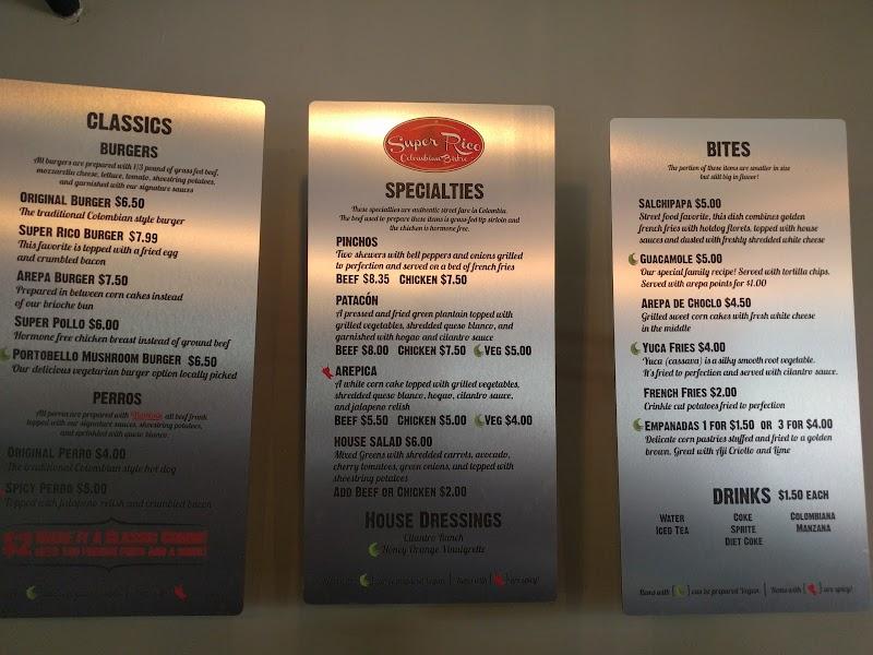 Menu at Super Rico Colombian Restaurant & Bar, Orlando