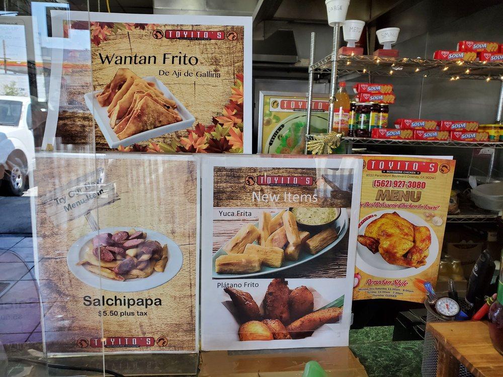Carta de comida rápida Toyitos Chicken, Downey