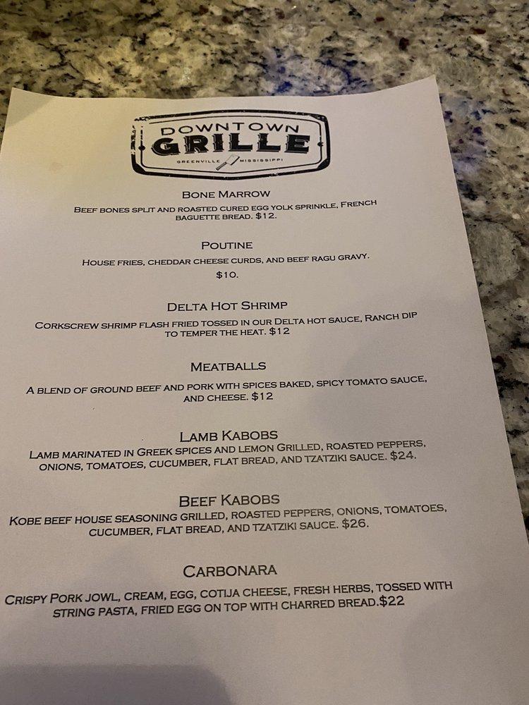 Menu at Downtown Grille pub & bar, Greenville