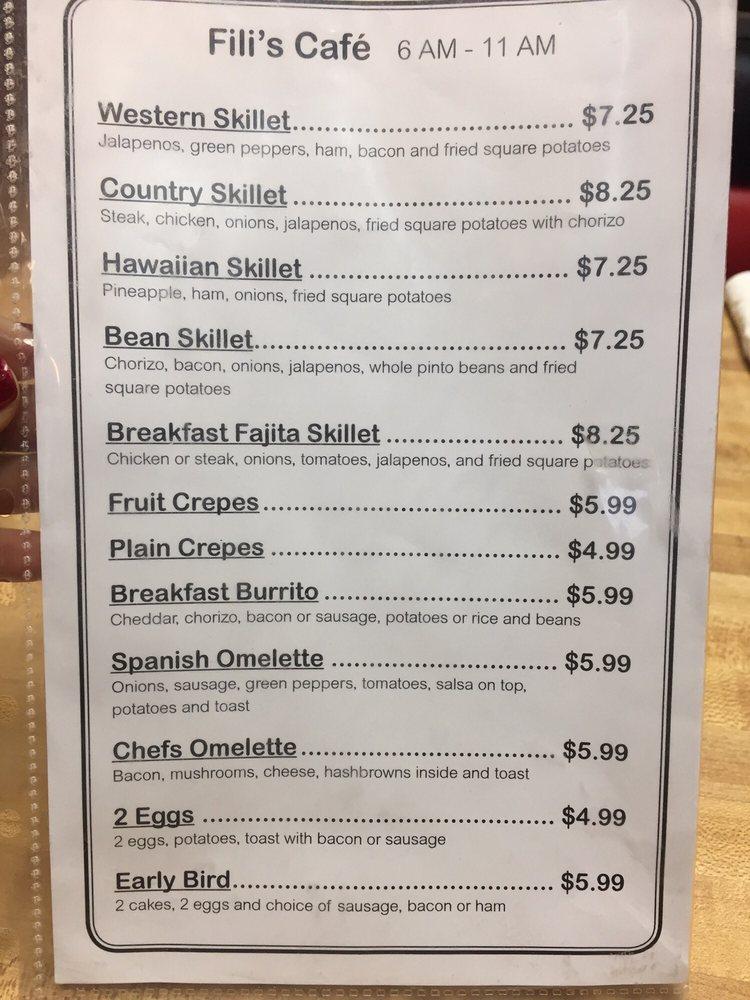 Menu at Fili's Family, Cudahy