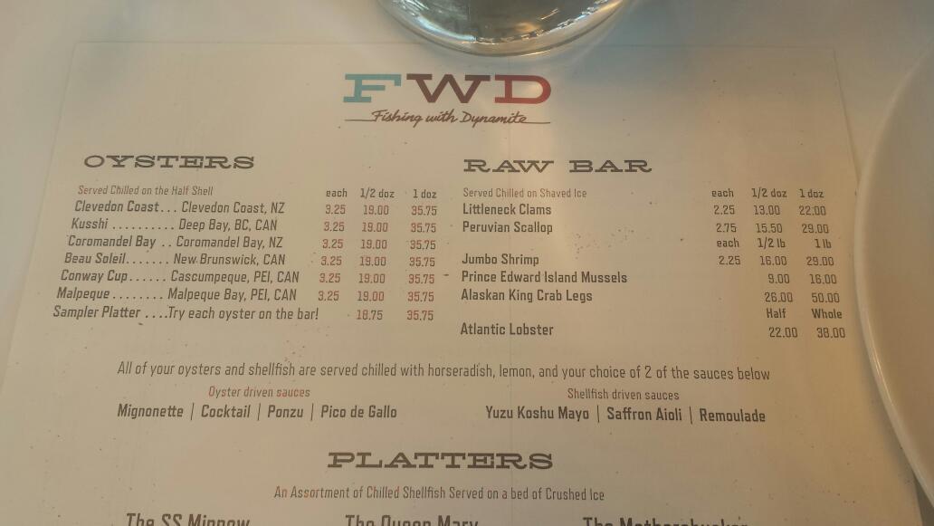 Menu at Fishing With Dynamite pub & bar, Manhattan Beach