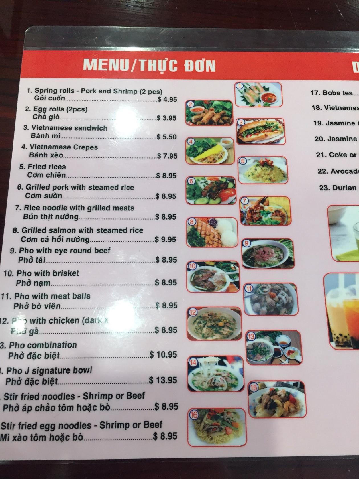 Menu at J Cafe Boba Tea & Sandwich, Jefferson City
