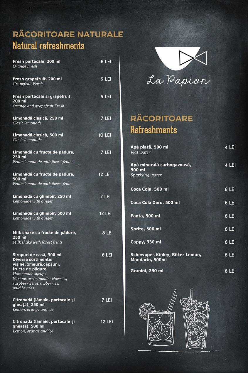 Menu at La Papion, Turda