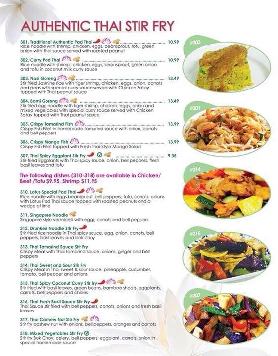Menu at Lotus Thai & Vietnamese Cuisine restaurant, Hamilton