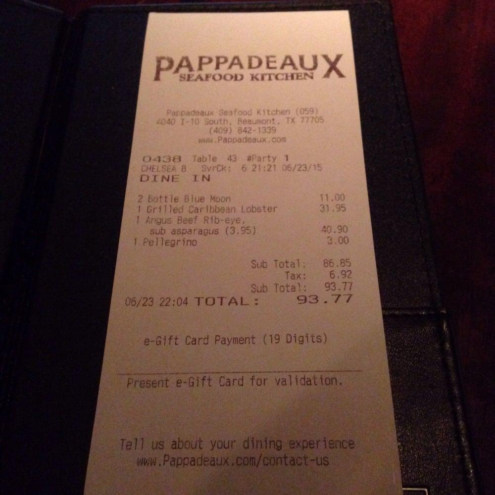 Menu at Pappadeaux Seafood Kitchen restaurant, Beaumont