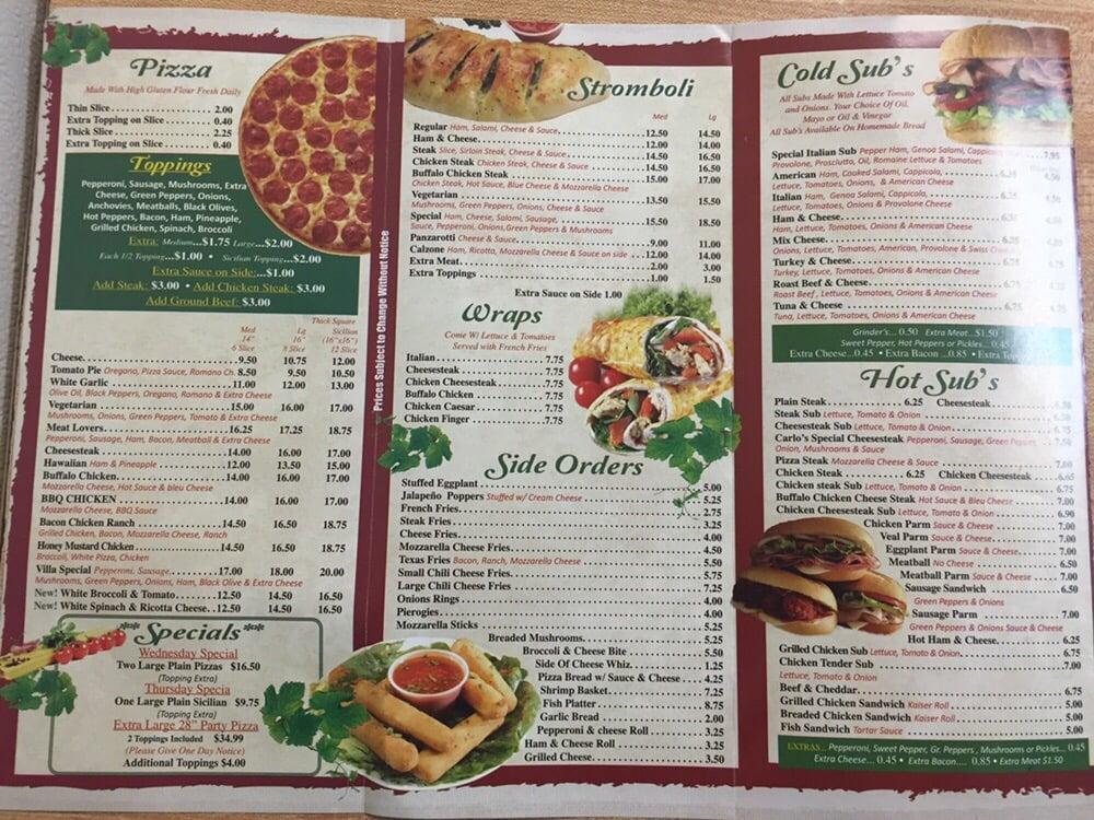 Menu at Pizza Villa pizzeria, Parkesburg