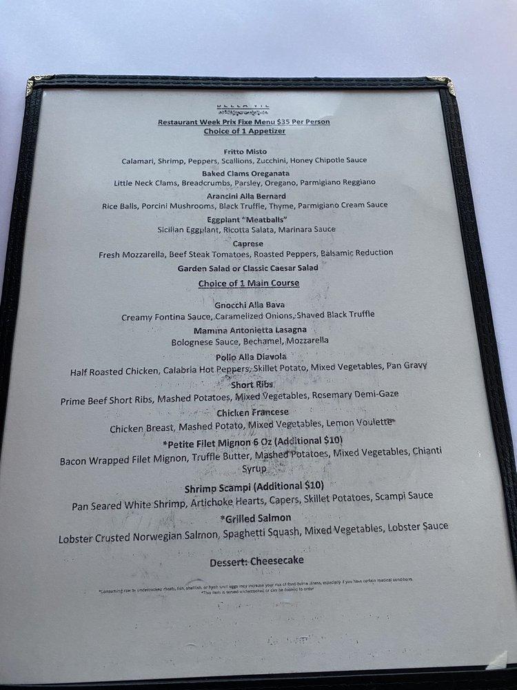 Menu at Bella Vie pub & bar, Bay Shore, 240 W Main St
