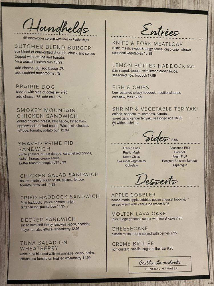 Menu at Evans Prairie - Country Club Restaurant, The Villages