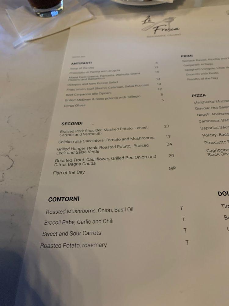 Menu at Lé Fresca pub & bar, Birmingham