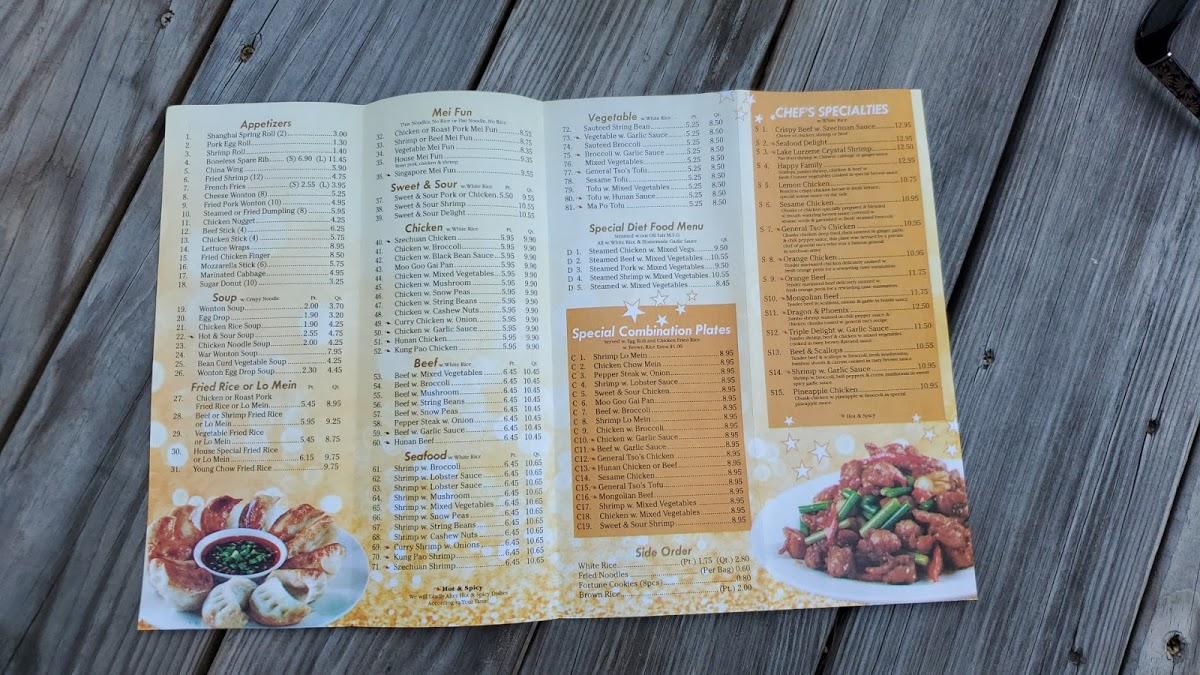 Menu at Moon star Asian Bistro restaurant, Lake Luzerne