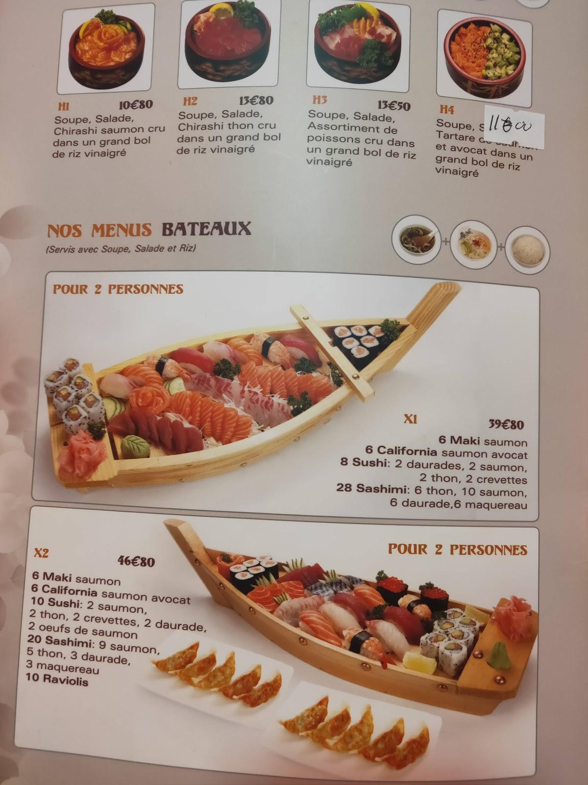 Menu at O'bon Sushi restaurant, Levallois-Perret