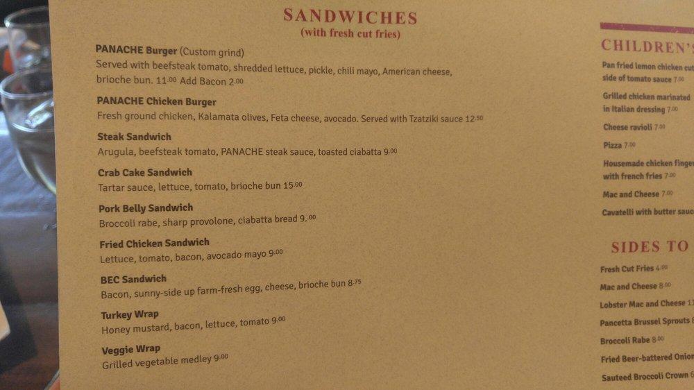 Menu at Panache Woodfire Grill pizzeria, Blue Bell