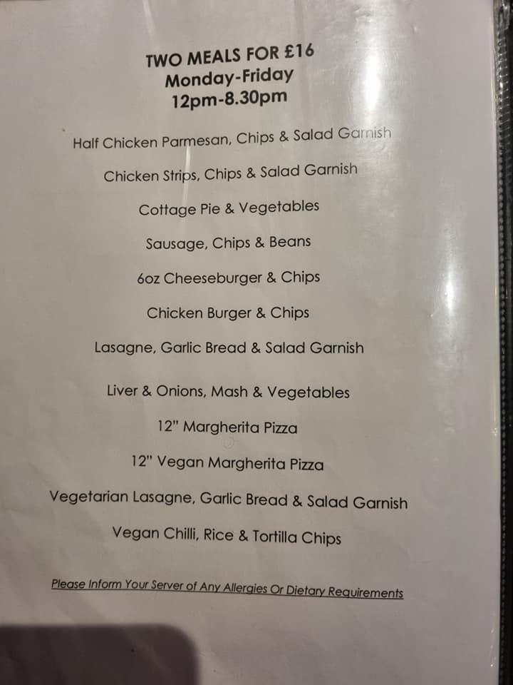 Menu at The Ship Inn pub & bar, Saltburn-by-the-Sea, Saltburn Rd