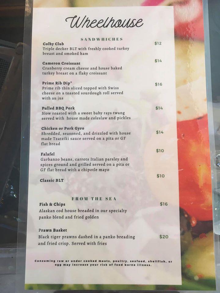 Menu at Wheelhouse Restaurant, Grayland