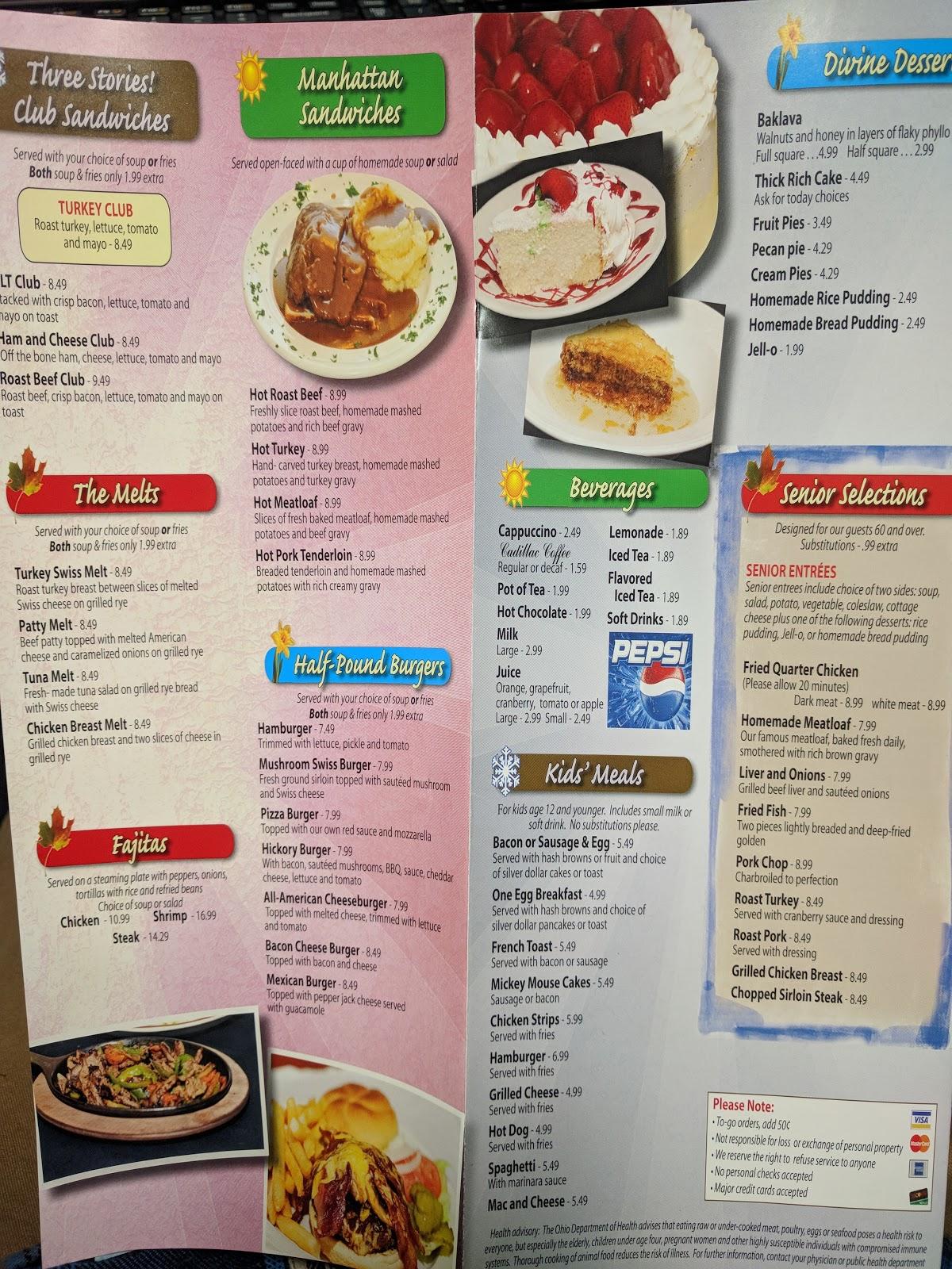 Menu at Four Seasons restaurant, Bryan