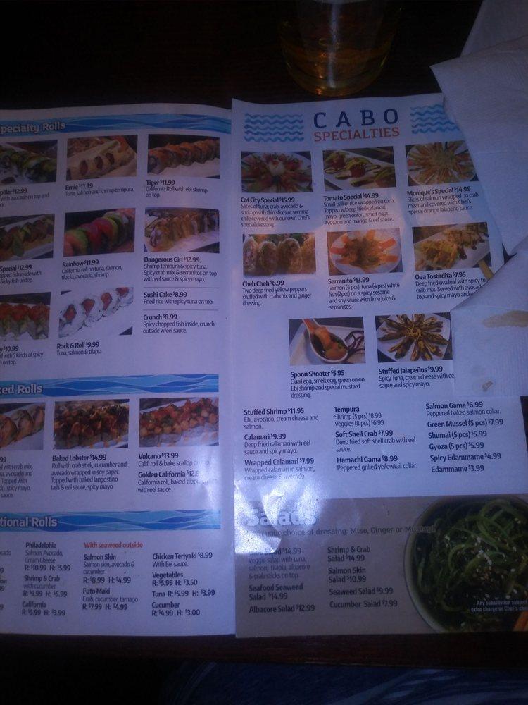 Menu at Joe's Sushi restaurant, Bermuda Dunes, Washington St Ste 131