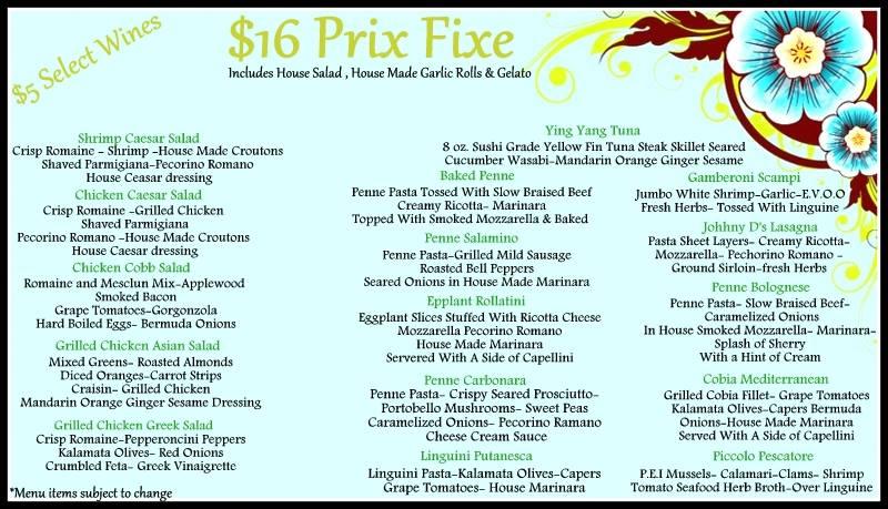 Menu at Johnny D's Market & Bistro restaurant, Vero Beach