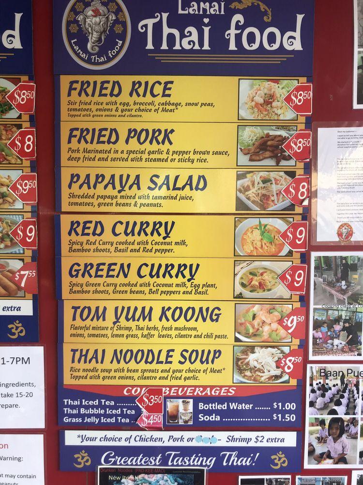 Menu at Lamai Thai Food Greatest Tasting Thai restaurant, Nampa