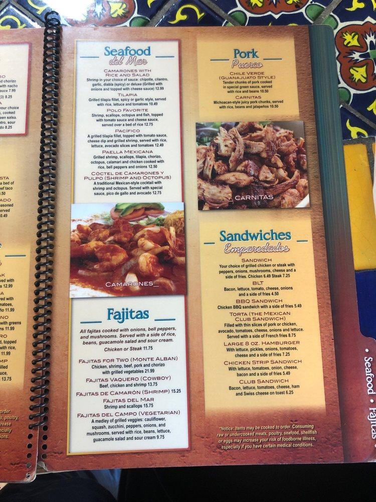 Menu at Monte Alban Restaurant, Hiawassee