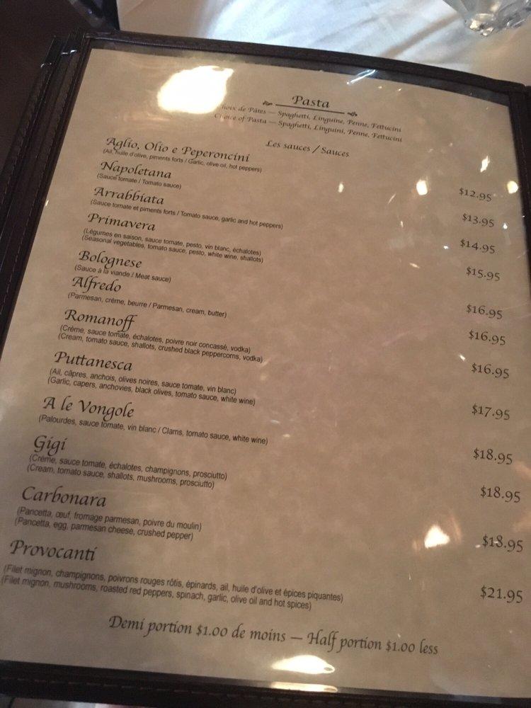 Menu at Bellissimo pub & bar, Dorval