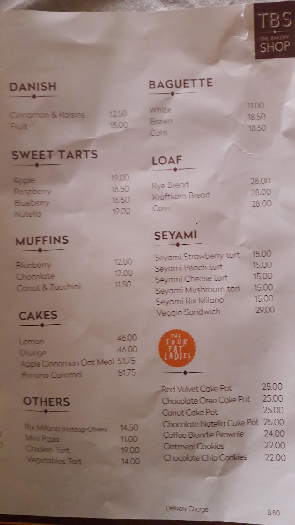 Menu at TBS - The Bakery Shop, Alexandria, 28 Mohammed Darwish El-Deeb