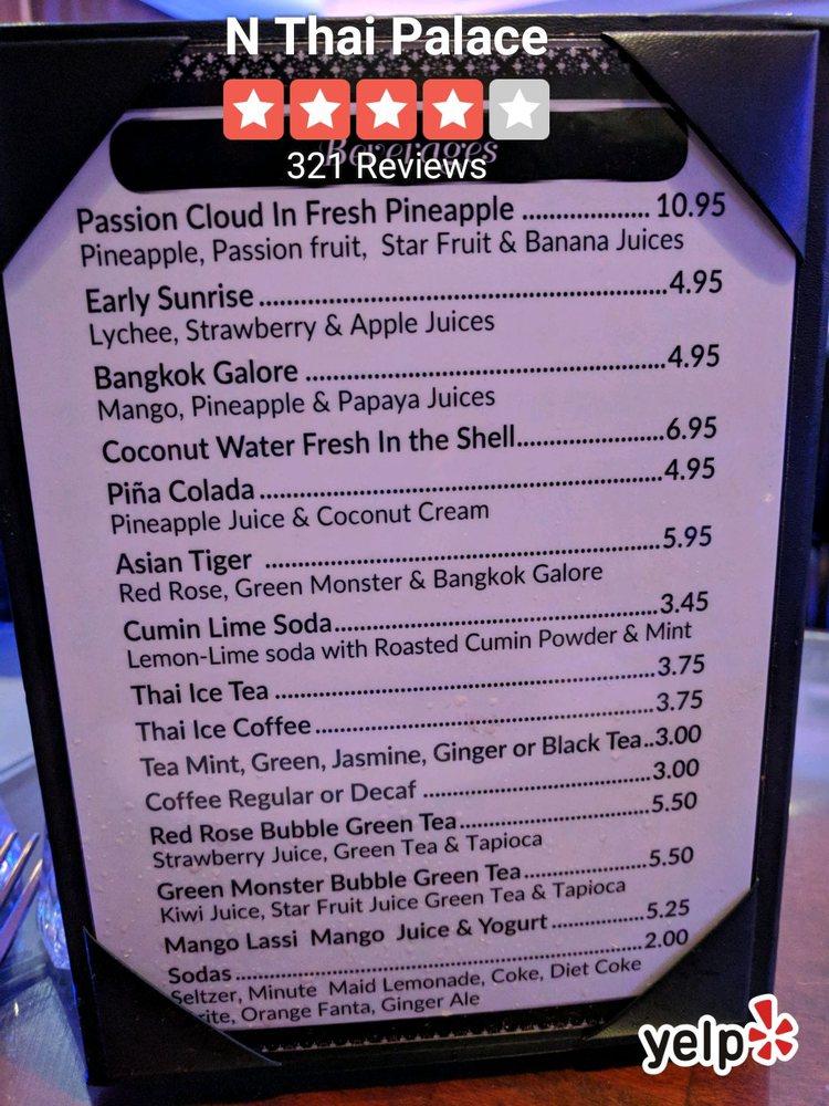Menu at N Thai Palace restaurant, East Brunswick
