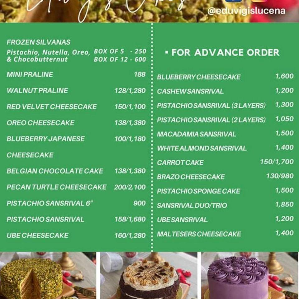 Menu at Eduvigis Coffee Bar and Restaurant, Lucena