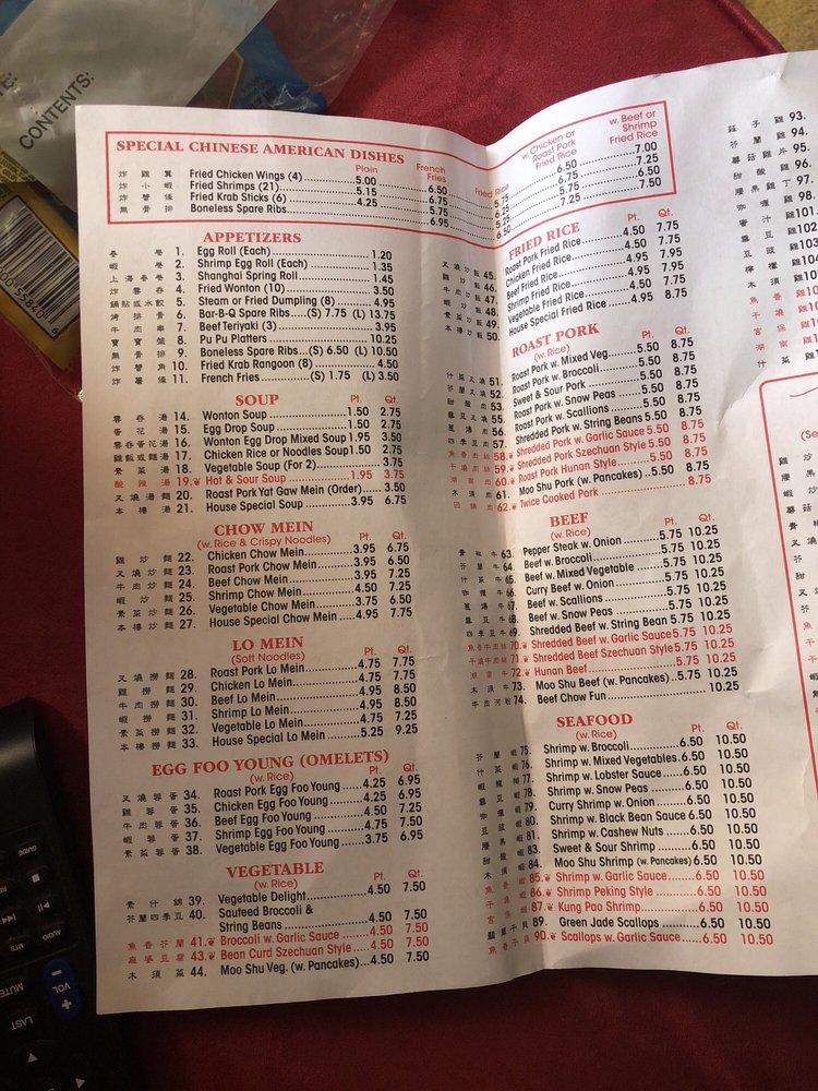 Menu at He Sheng restaurant, Winter Park