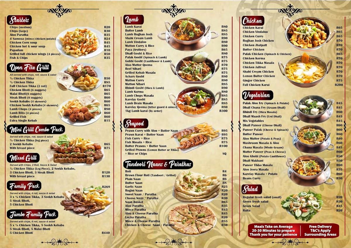 Menu at Kebabish Florida Road restaurant, Durban, 49 Florida Rd