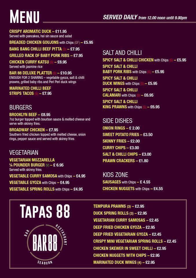 Menu at Boojie Burger Seaburn restaurant, Sunderland