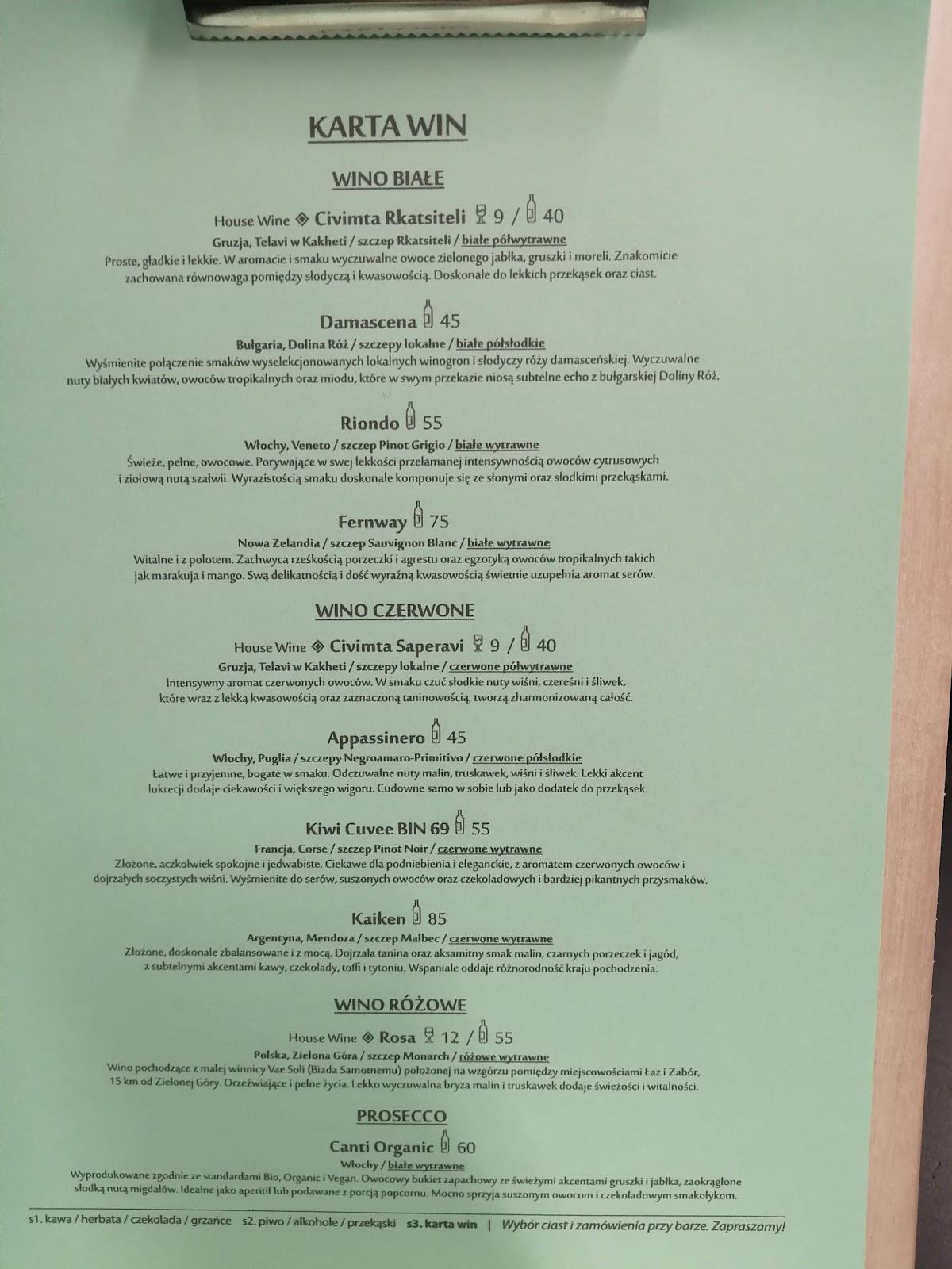 Menu at Szklarnia Bistro Chocolat cafe, Oława
